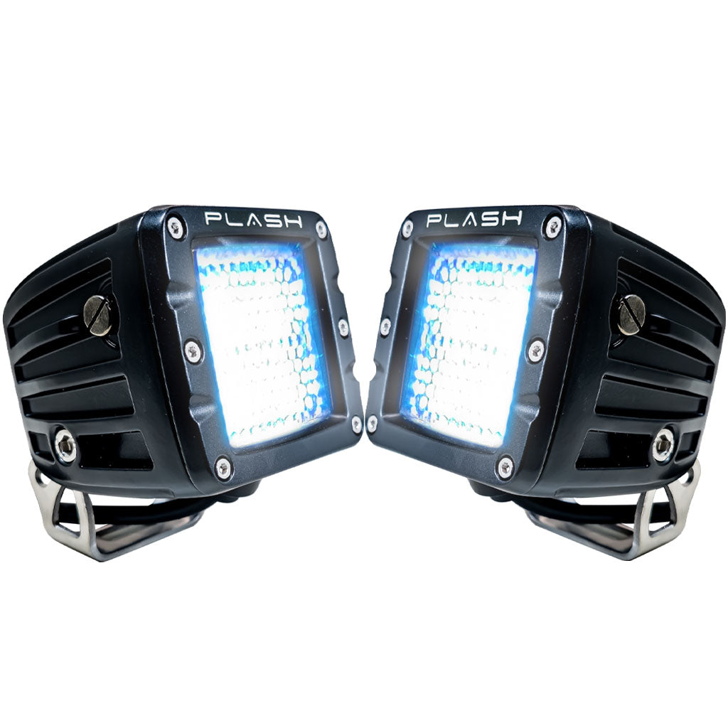 PlashLights 20W LED Cube Lights- 160° Diffused - Pair