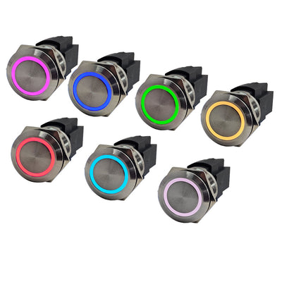 Marine Push Button Switch - RGB - 10A - Stainless Steel