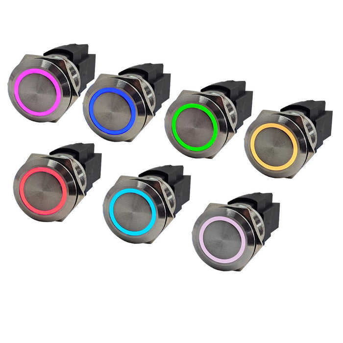 Marine Push Button Switch - RGB - 10A - Stainless Steel