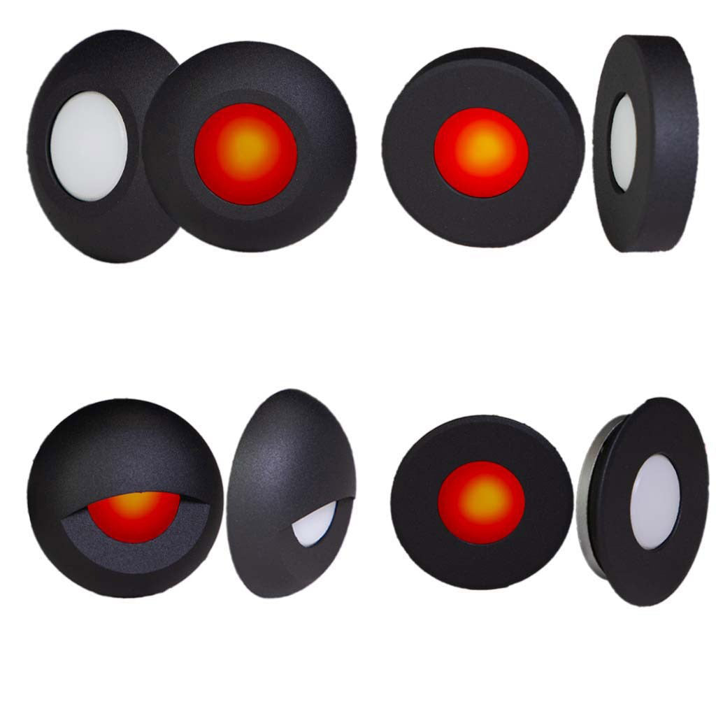 Gravity Surface Mounted LED Deck Light - Black Housing - Red