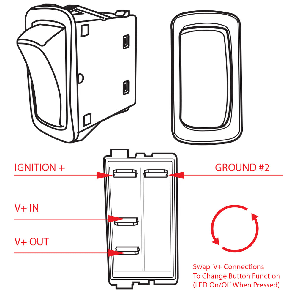 L-Series - Bumper Lights Rocker Switch | SPST | Plash