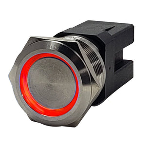 Marine Push Button Switch - Red LED - 20A - Stainless Steel