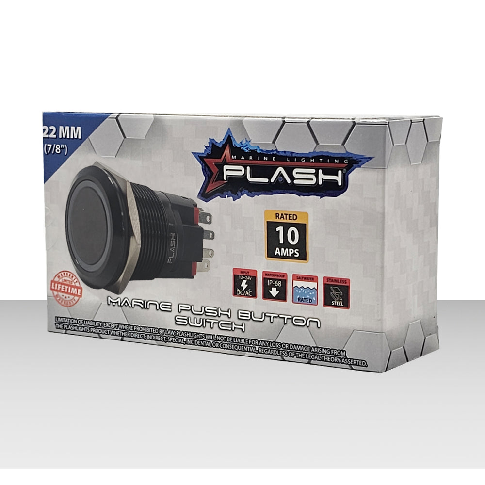 Marine Push Button Switch - RGB - 10A - Black Anodized