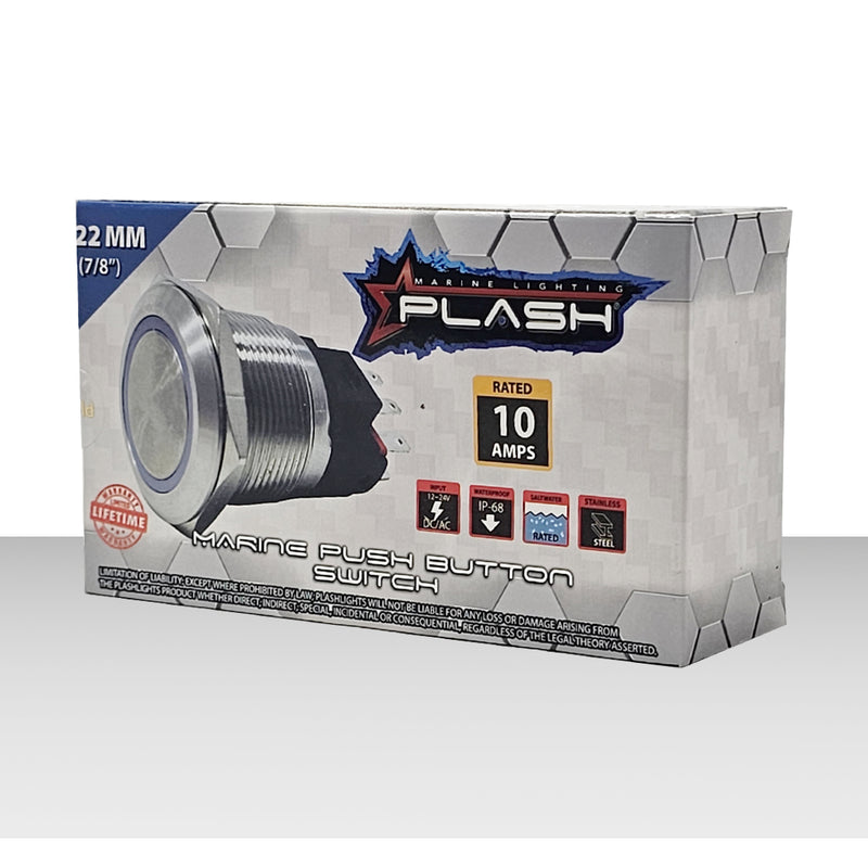 Marine Push Button Switch - RGB - 10A - Stainless Steel