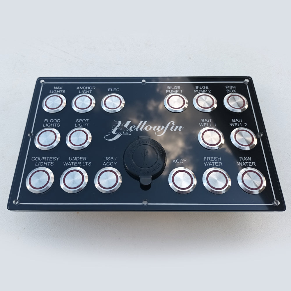 Marine Push Button Switch - Red LED - 20A - Stainless Steel