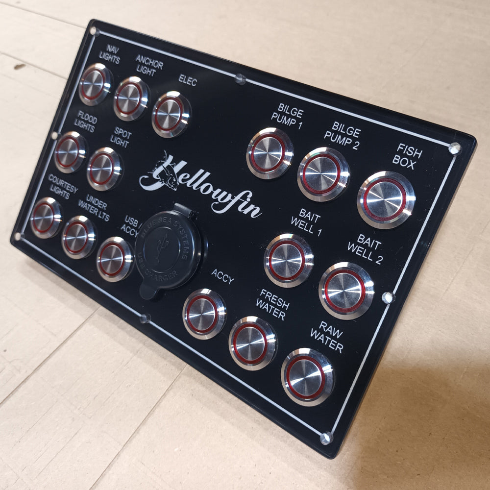 Marine Push Button Switch - Red LED - 20A - Stainless Steel