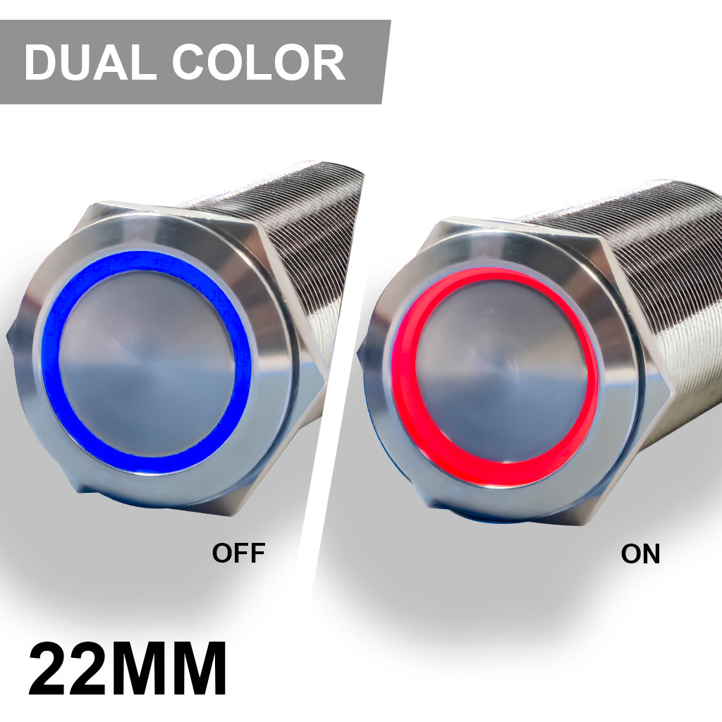 REVERT | HE Dual Color Push Button Switch | 22MM | 316 Steel