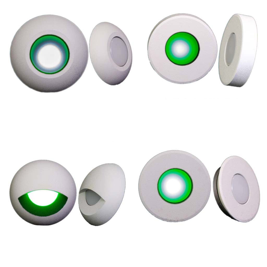 Gravity Surface Mount LED Deck Light | White Housing | Green