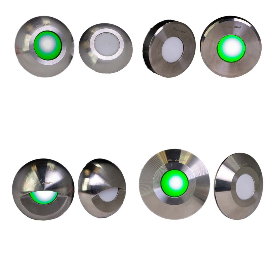 Gravity Surface Mount LED Deck Light | 316 Steel | Green