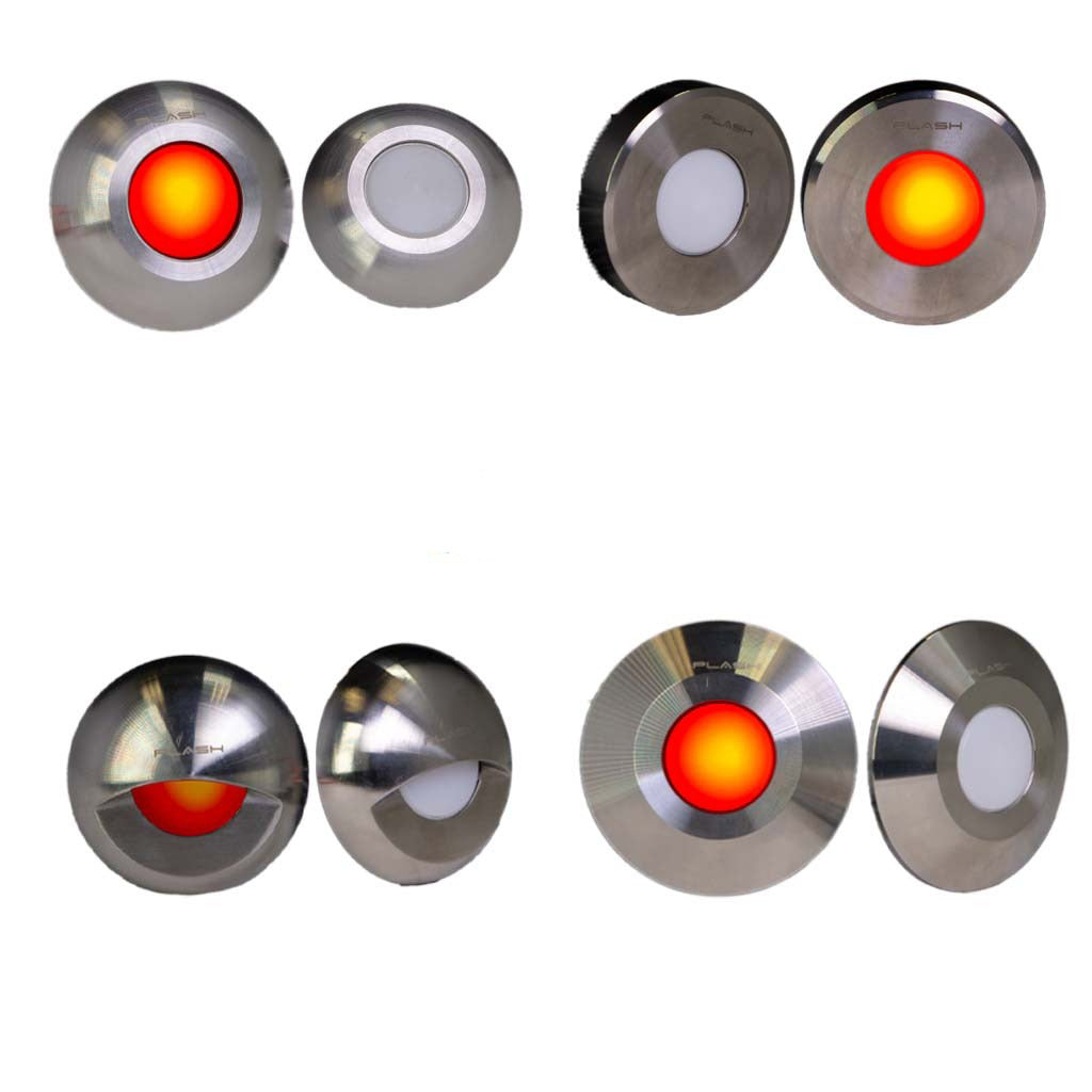 Gravity Surface Mount LED Deck Light - Stainless Steel - Red