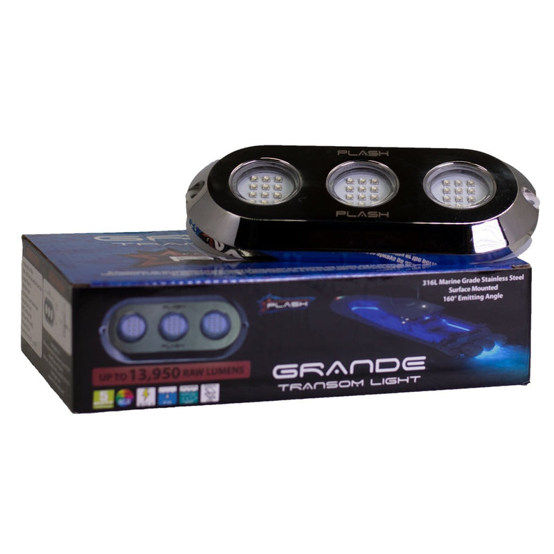 PlashLights Marine Underwater Transom Lights | BLUE | Stainless Steel